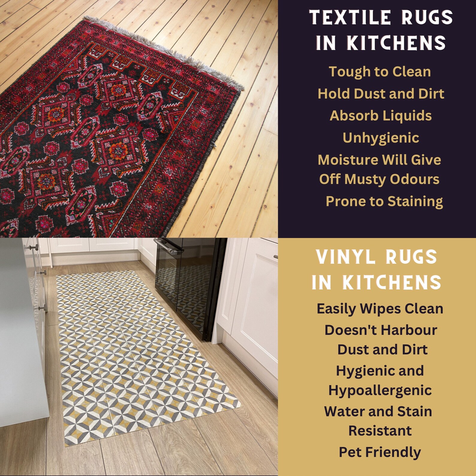 Kitchen Runner Floor Mat in Geometric Mosaic Tile Design, Decorative ...