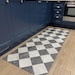 Checkerboard Vinyl Runner Rug in Black and White Marble Tile - Etsy