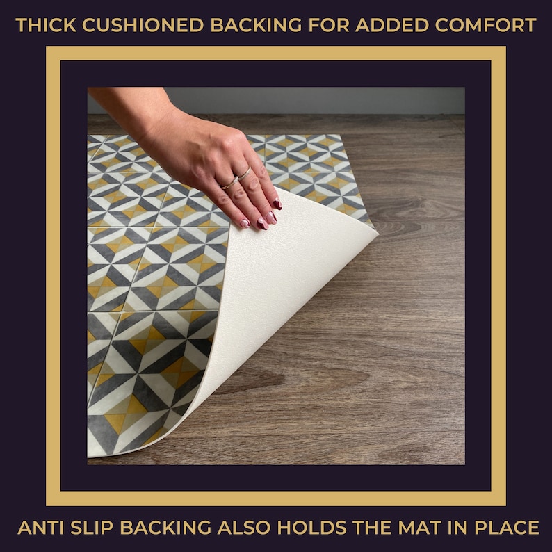 Kitchen Runner Floor Mat in Geometric Mosaic Tile Design - Etsy