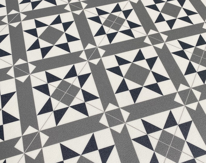Vinyl Area Rug in Grey Geometric Pattern, Decorative Linoleum Mat, PVC ...