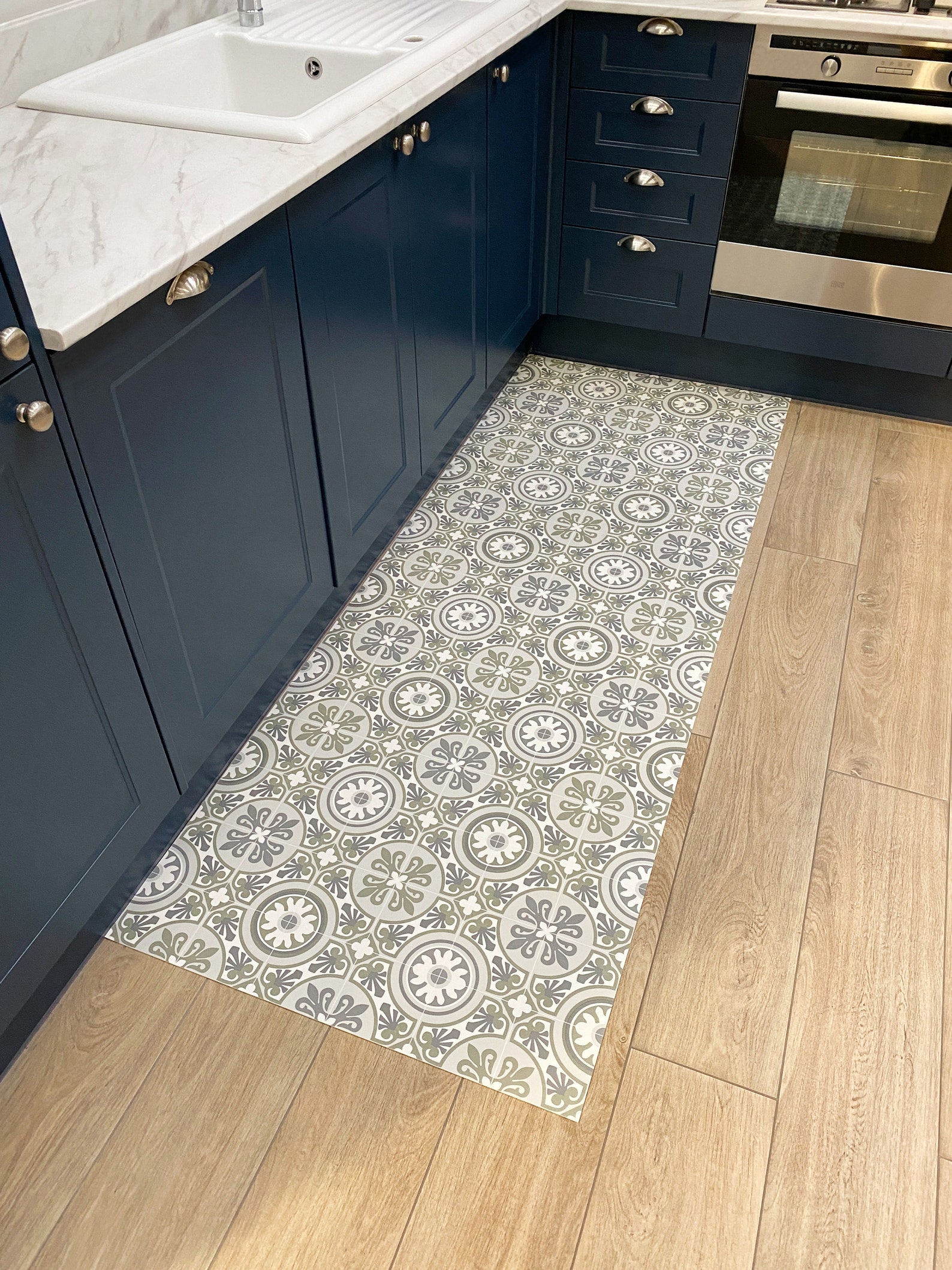 Vinyl Floor Mat in Spanish Tile Design Kitchen Runner Rug - Etsy
