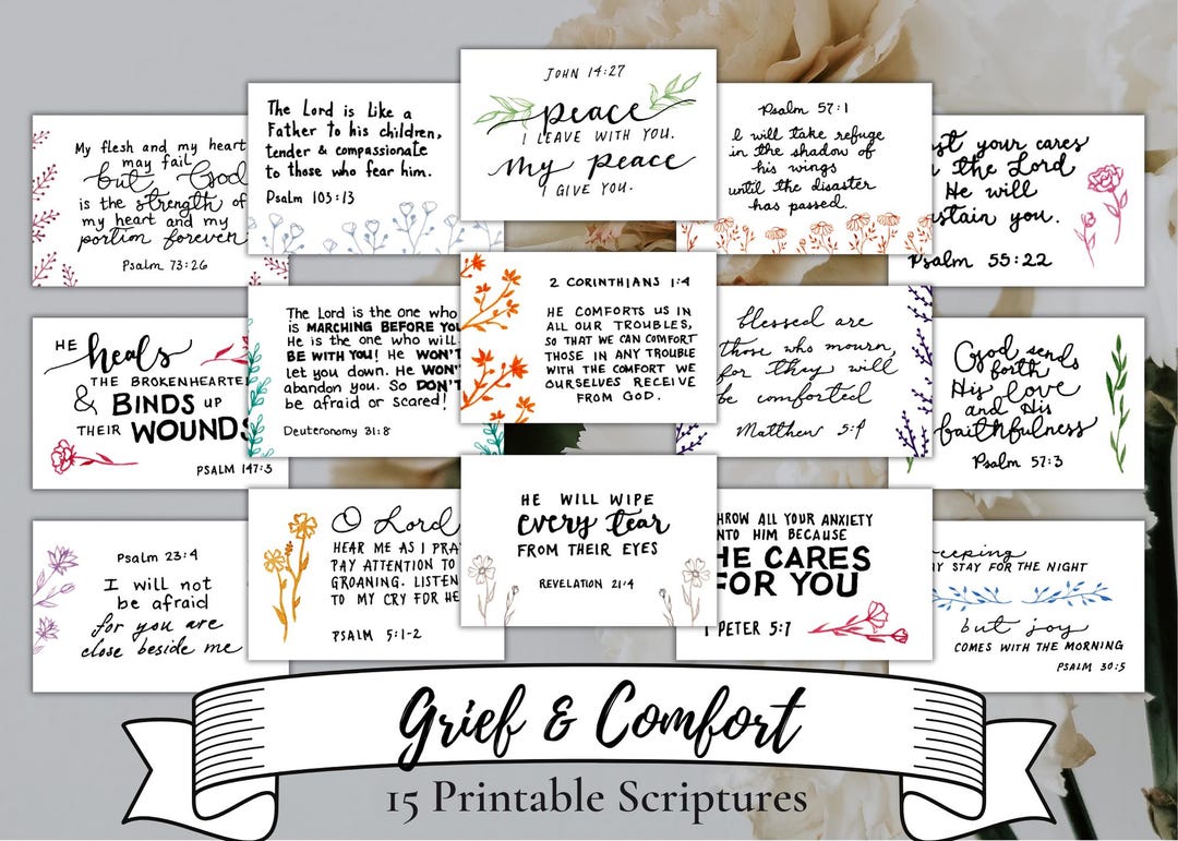 15 Grief & Comfort Verses | Digital Download Printable Notecards ...