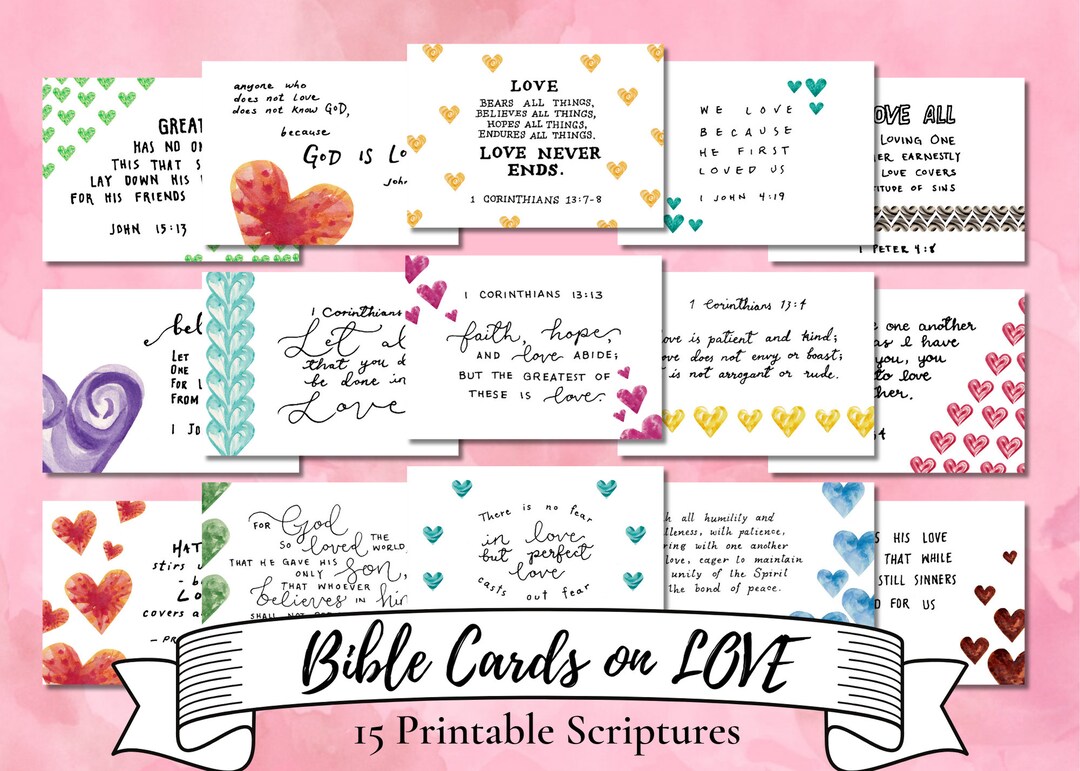 15 Bible Verses on Love | Digital Download Printable Notecards ...