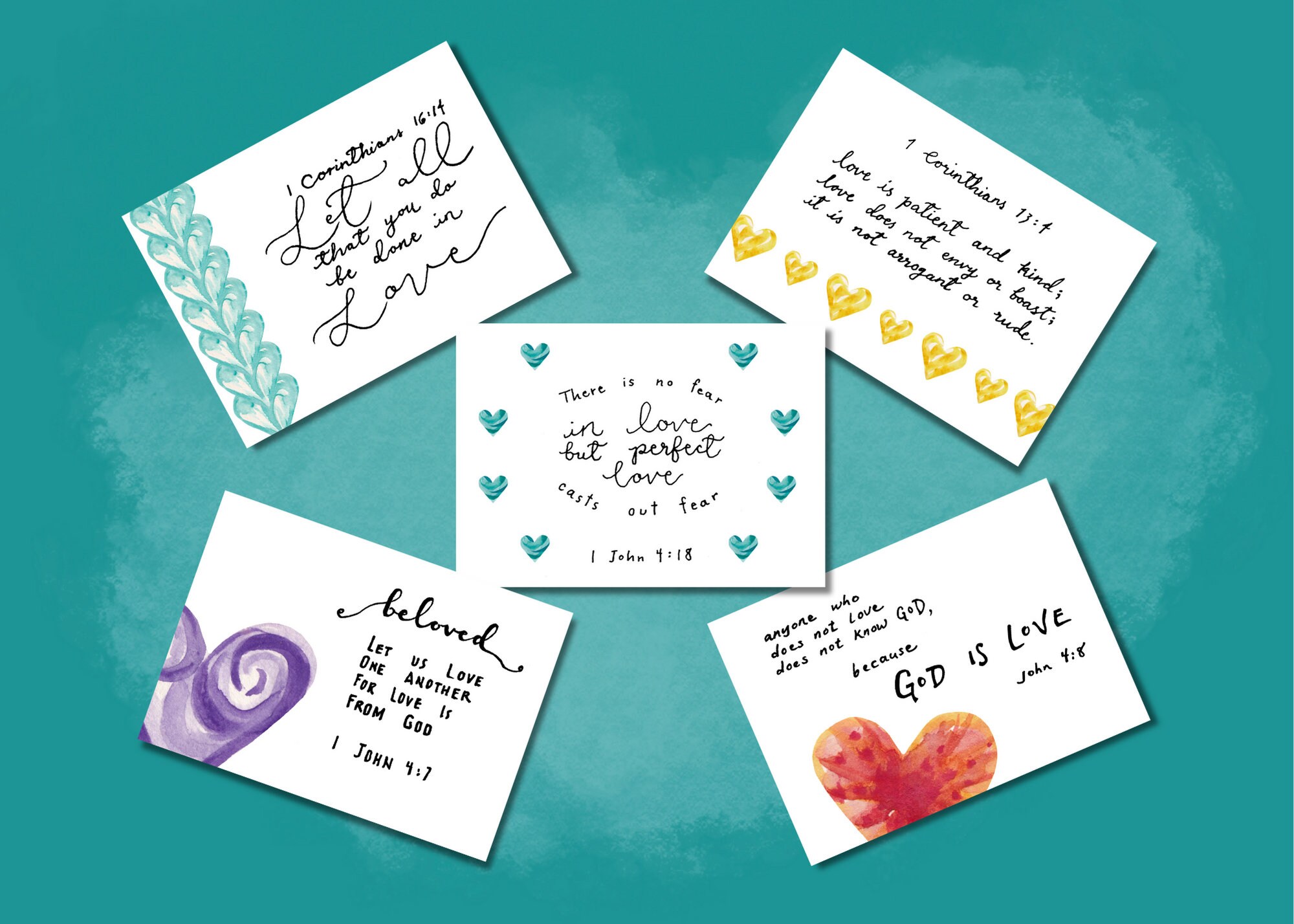 15 Bible Verses on Love Digital Download Printable Notecards Scripture ...