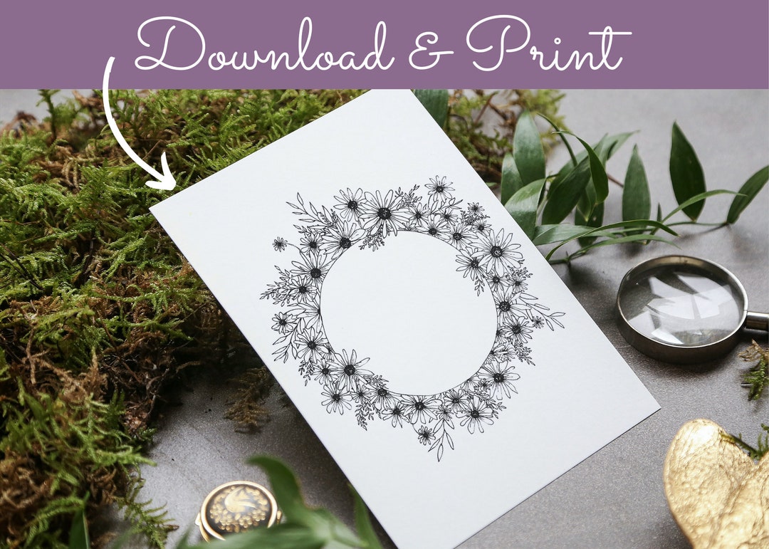 Printable Card Susan Wreath Greeting Card Instant Download and Print - Etsy