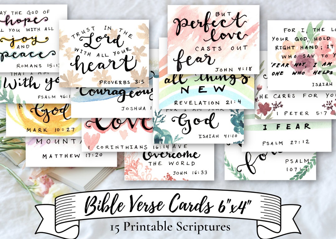 4x6 Postcards | 15 Encouraging Bible Notecards | Digital Download ...
