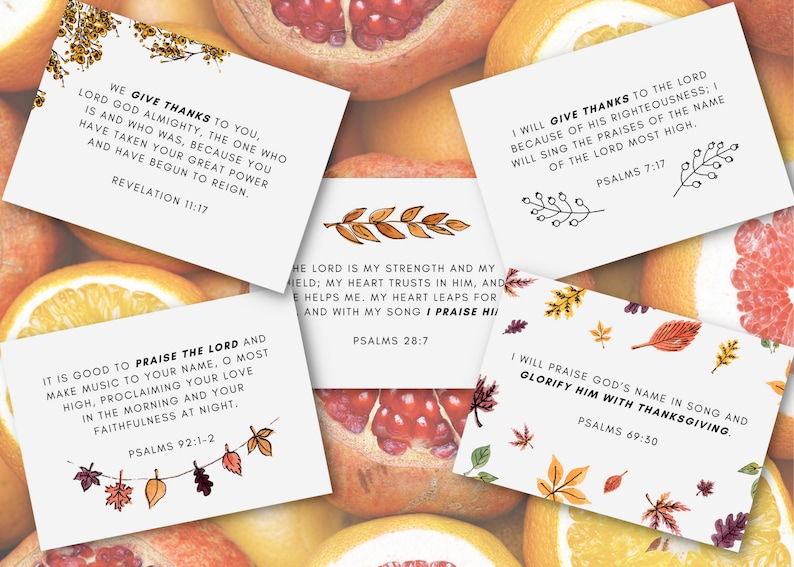 15 Thanksgiving Bible Verses | Printable Notecards | Scripture ...