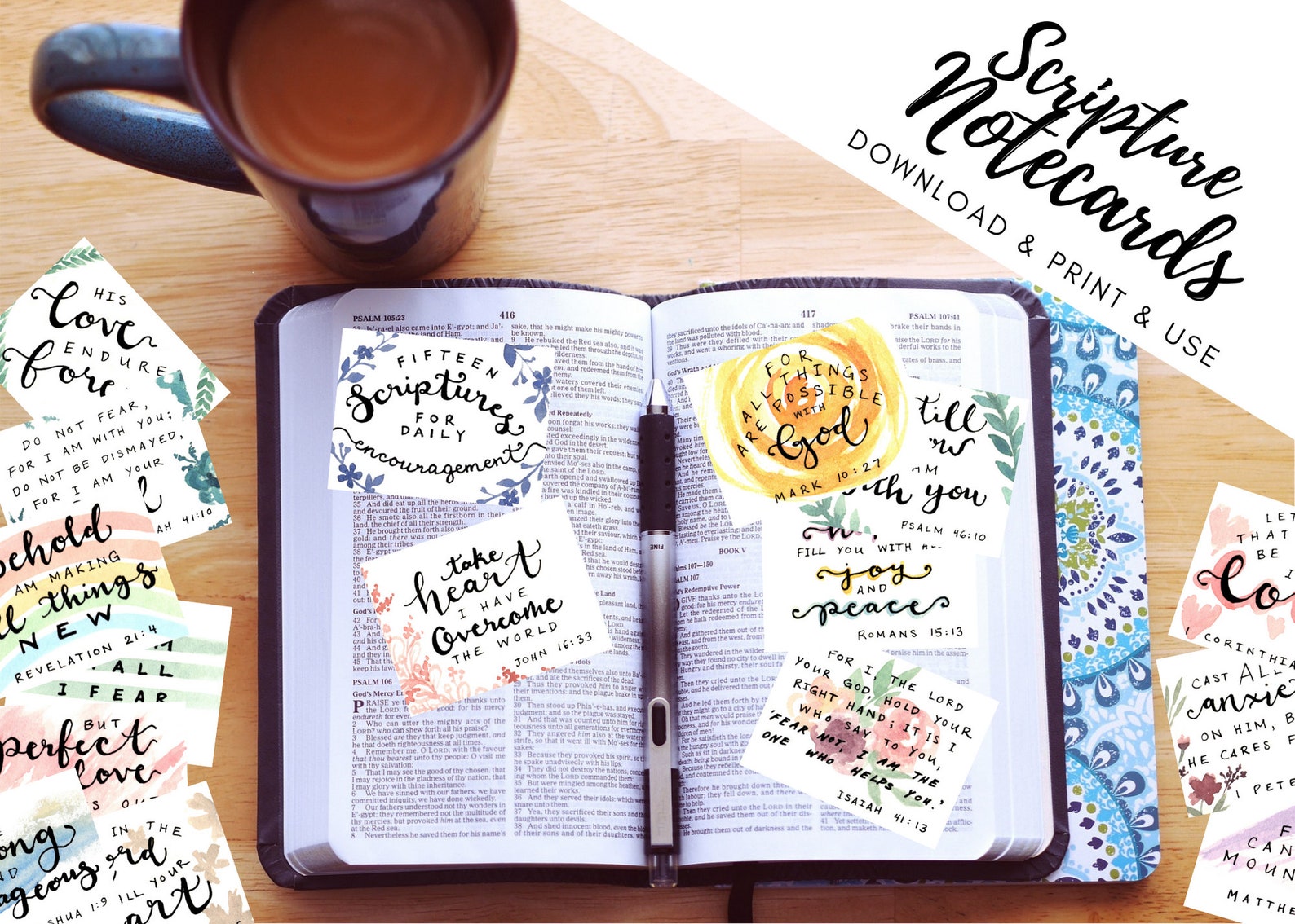 15 Encouraging Bible Verses Digital Download Printable Notecards ...