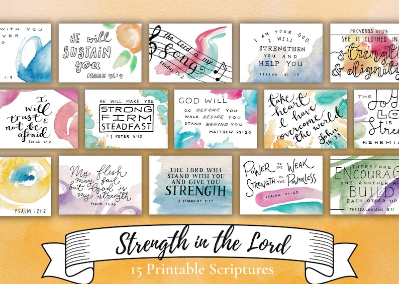15 Strength in Weakness Verses | Digital Download Printable Notecards ...