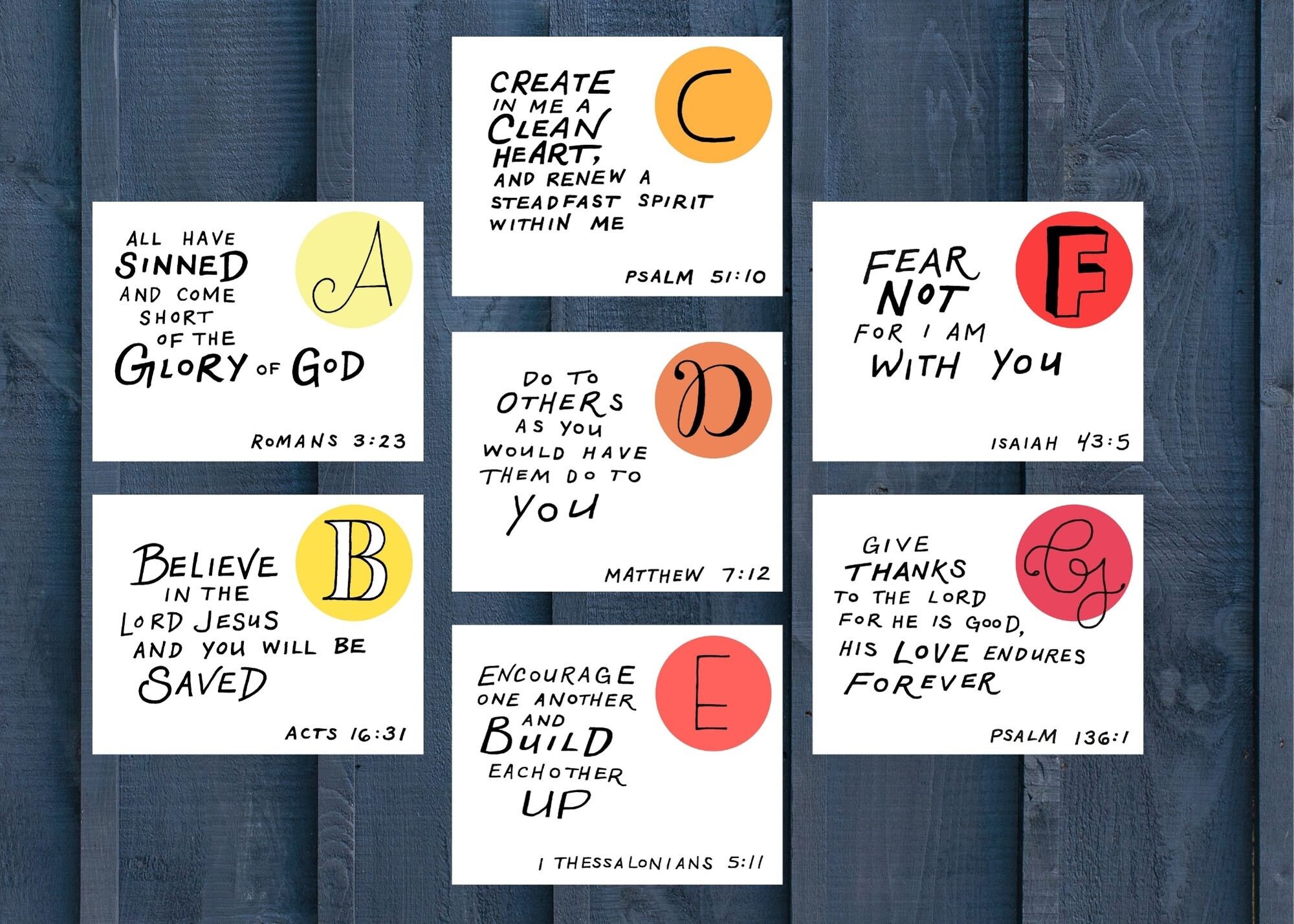 ABC Bible Verses Rainbow Printable Notecards Scripture Memorization ...