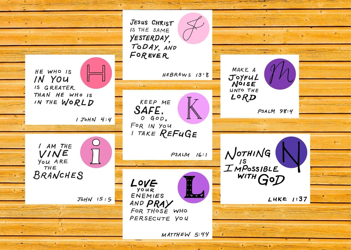 ABC Bible Verses Rainbow Printable Notecards Scripture | Etsy