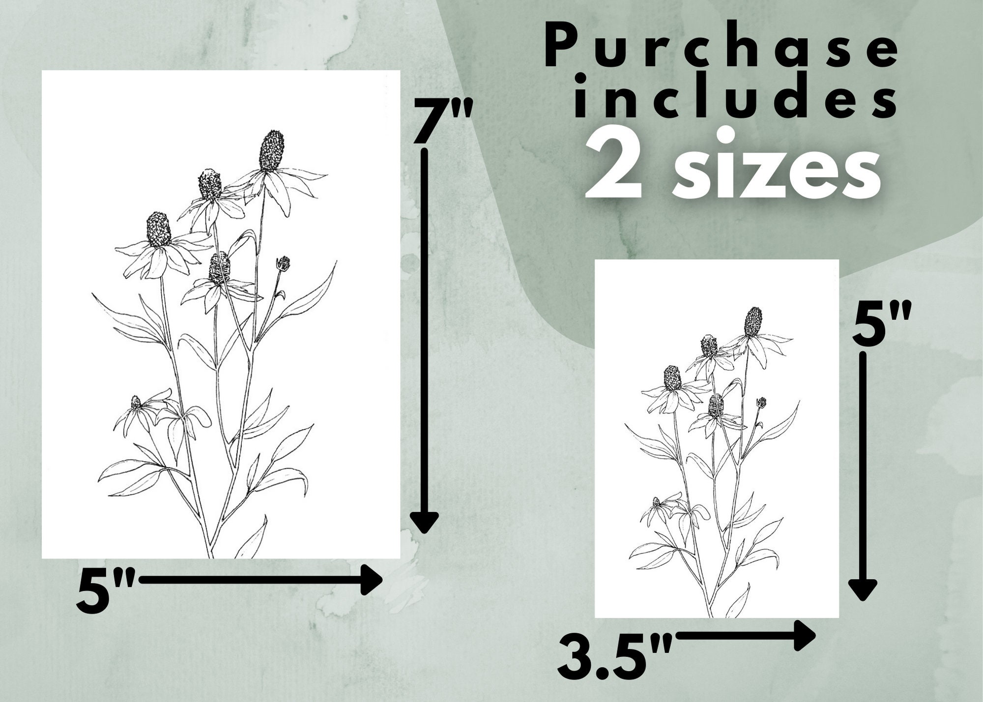 Printable Card Wild Flowers Greeting Card Instant Download and Print - Etsy