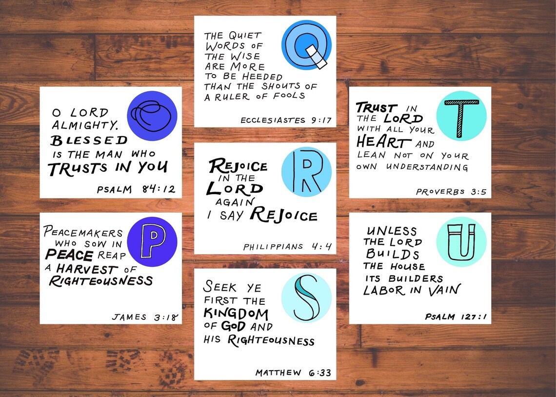 ABC Bible Verses Rainbow Printable Notecards Scripture | Etsy