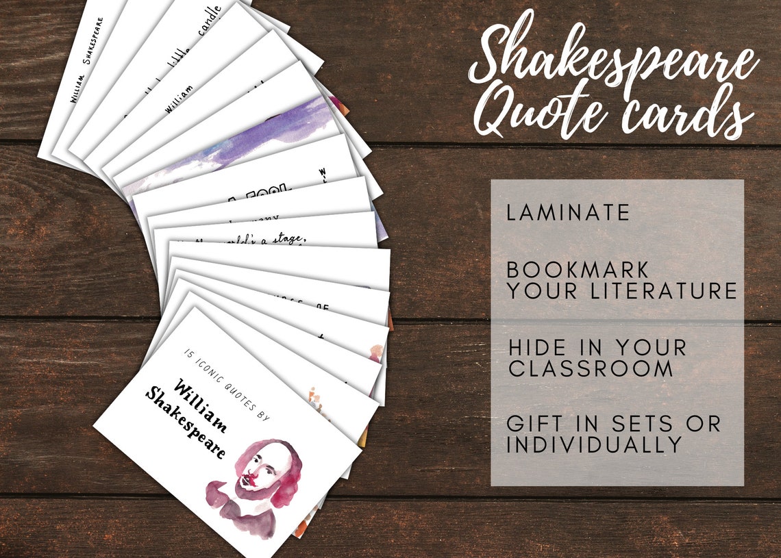 15 Shakespeare Quotes | Printable Notecards | Iconic & Inspirational ...
