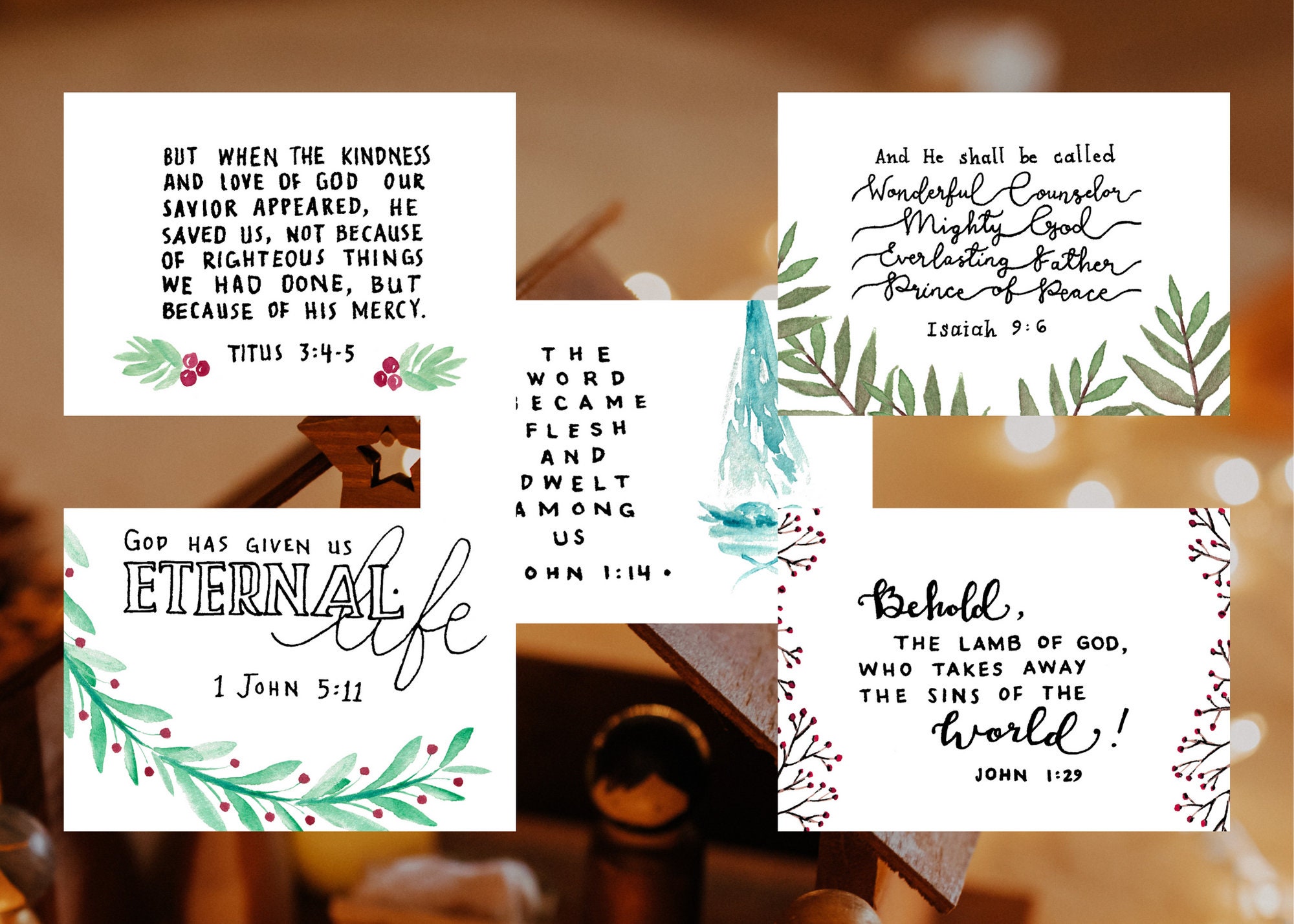 15 Christmas Bible Verses | Digital Download Printable Notecards ...