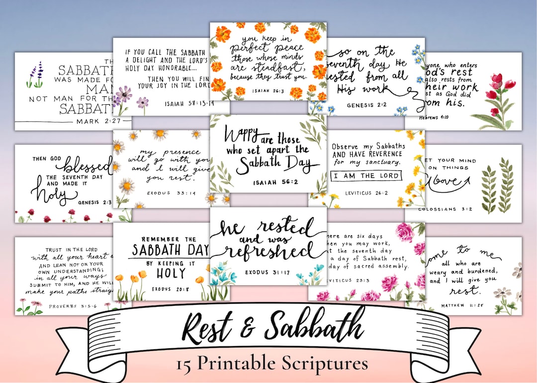 15 Sabbath Rest Verses | Digital Download Printable Notecards ...