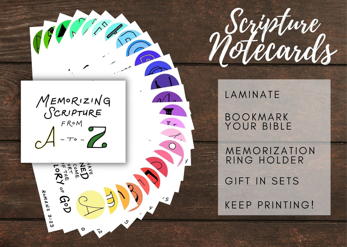ABC Bible Verses Rainbow Printable Notecards Scripture | Etsy