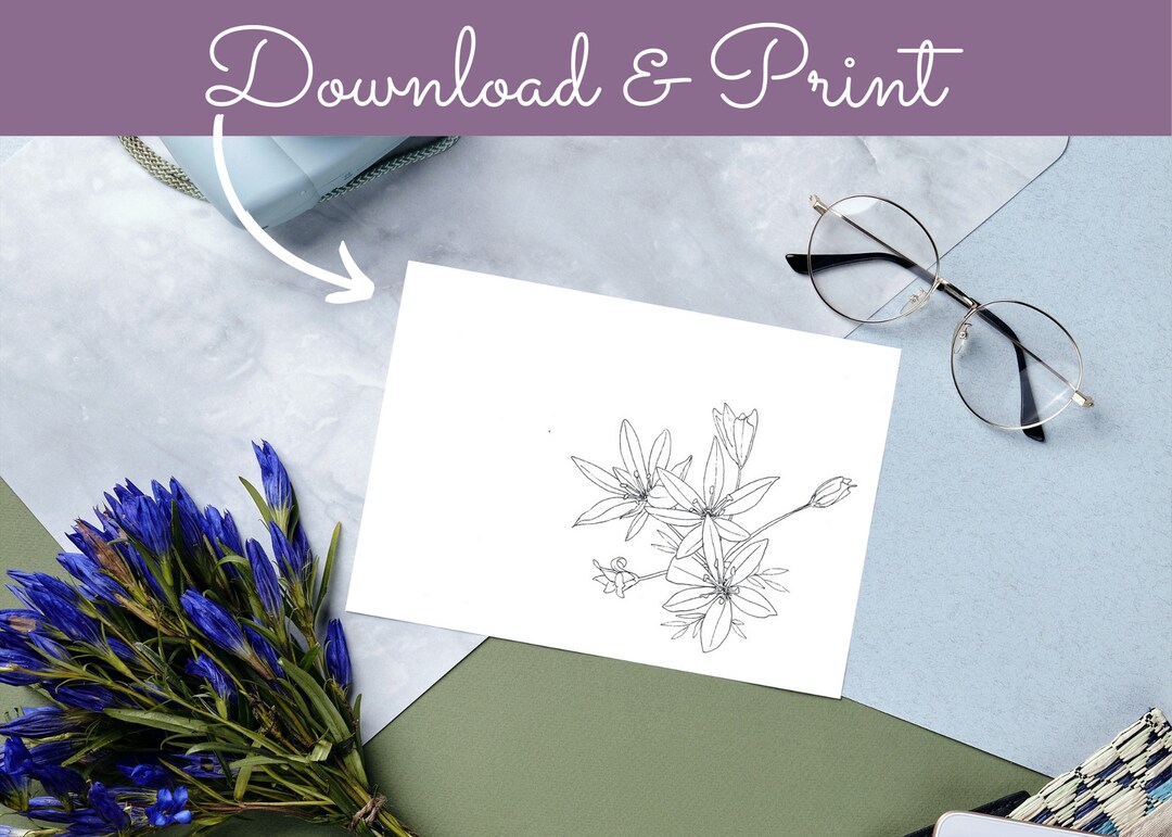 Printable Card | Daylily Flowers | Greeting Card | Instant Download and ...