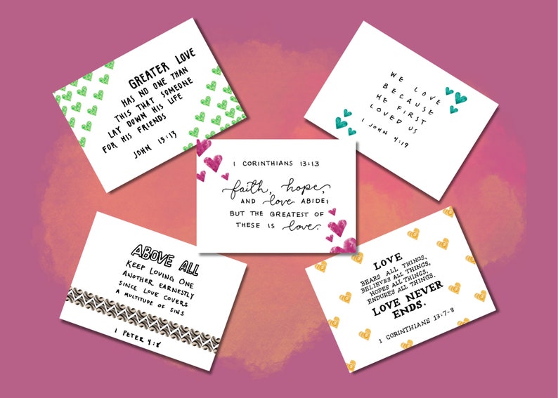 15 Bible Verses on Love Digital Download Printable Notecards Scripture ...