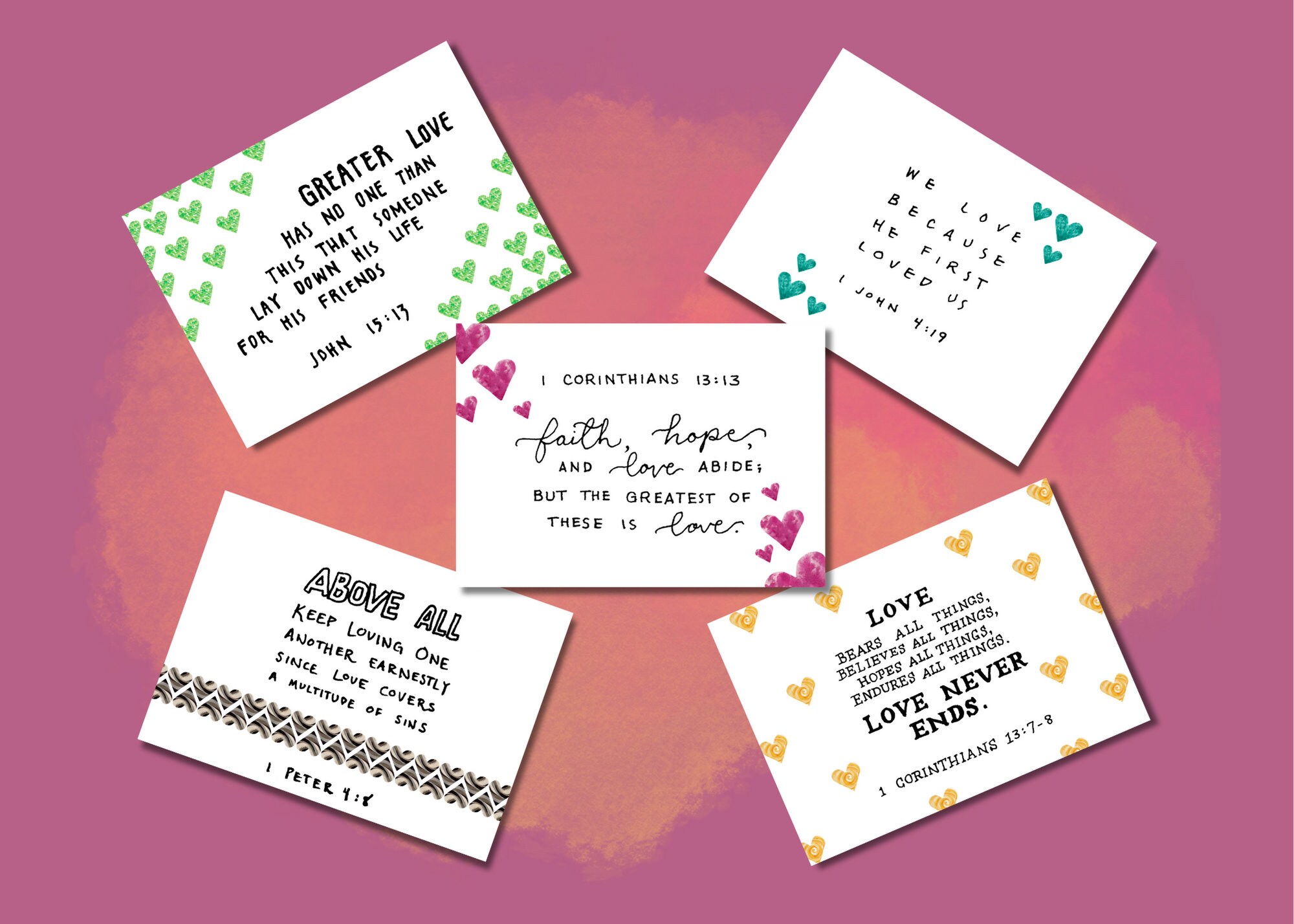 15 Bible Verses on Love Digital Download Printable Notecards Scripture ...