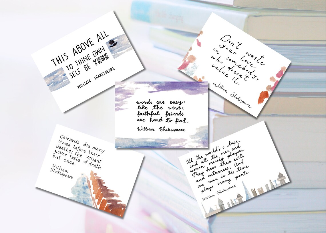 15 Shakespeare Quotes Printable Notecards Iconic & - Etsy