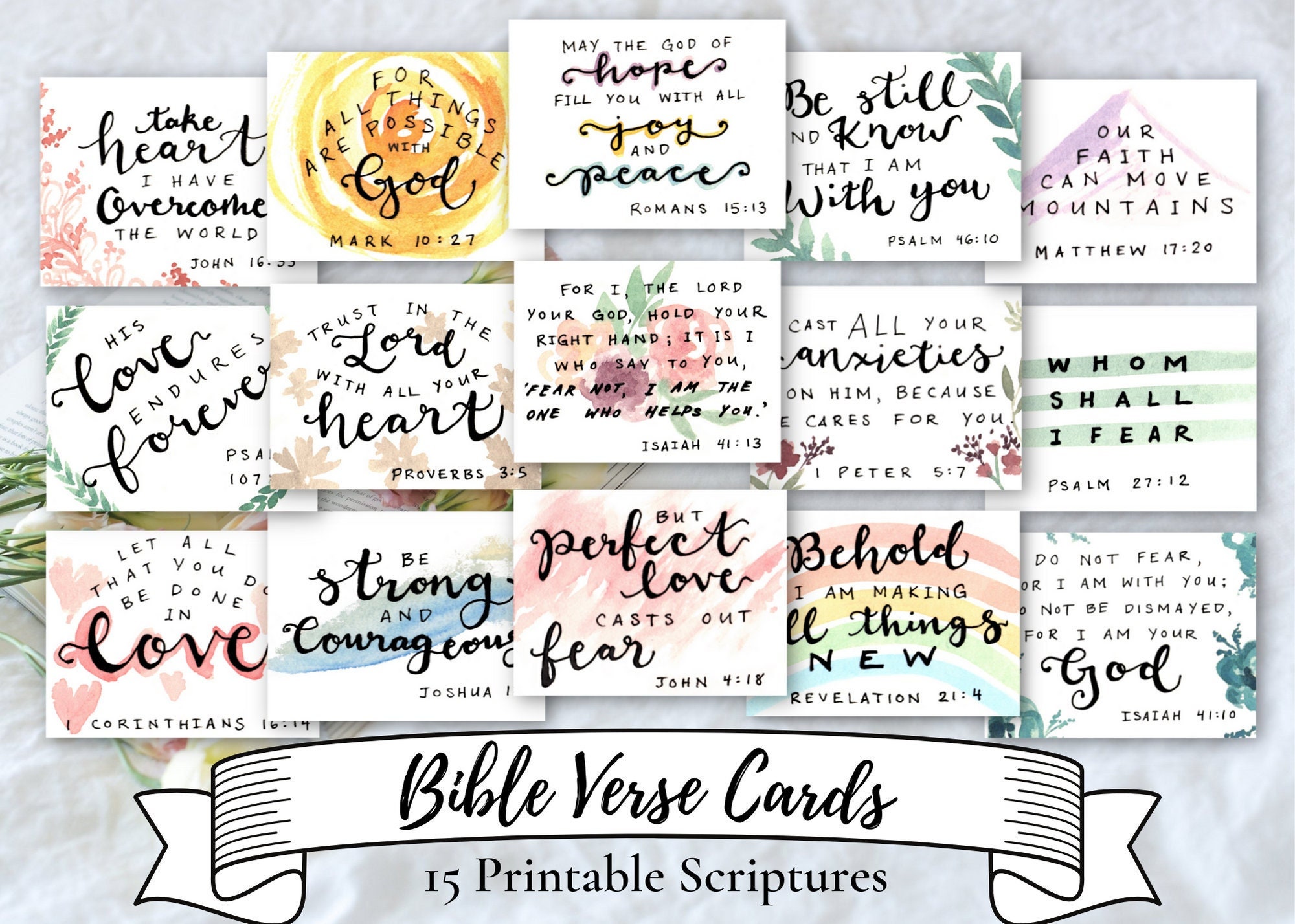 15 Encouraging Bible Verses Digital Download Printable - Etsy