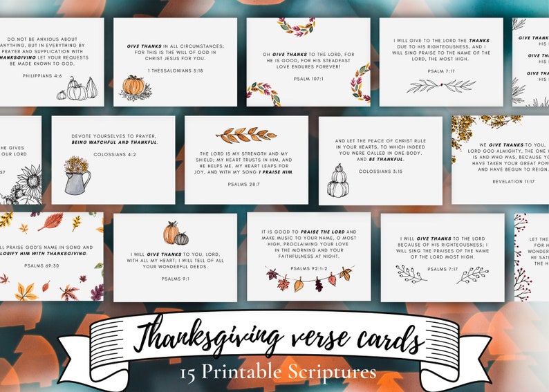 15 Thanksgiving Bible Verses | Printable Notecards | Scripture ...
