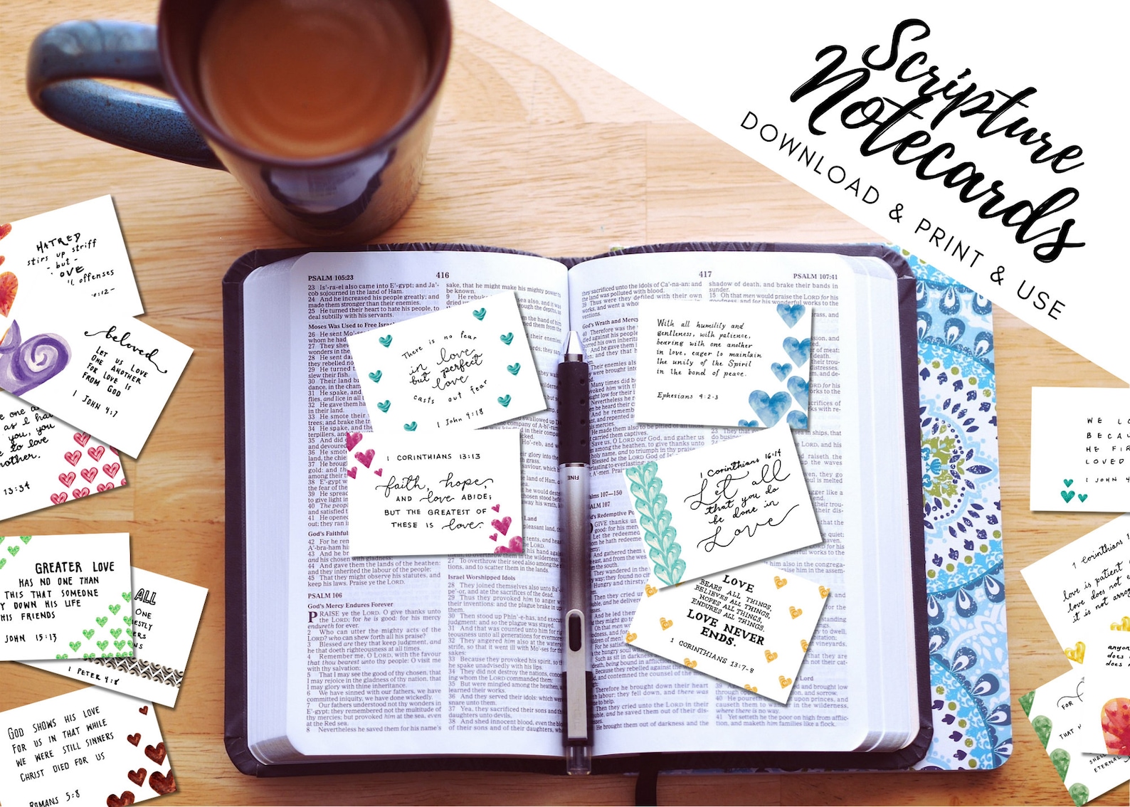 15 Bible Verses on Love Digital Download Printable Notecards Scripture ...