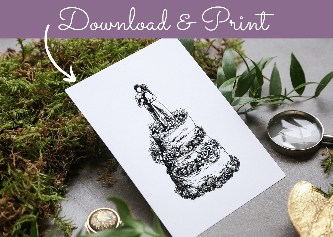 Printable Card Wedding Cake Greeting Card Instant Download and Print - Etsy