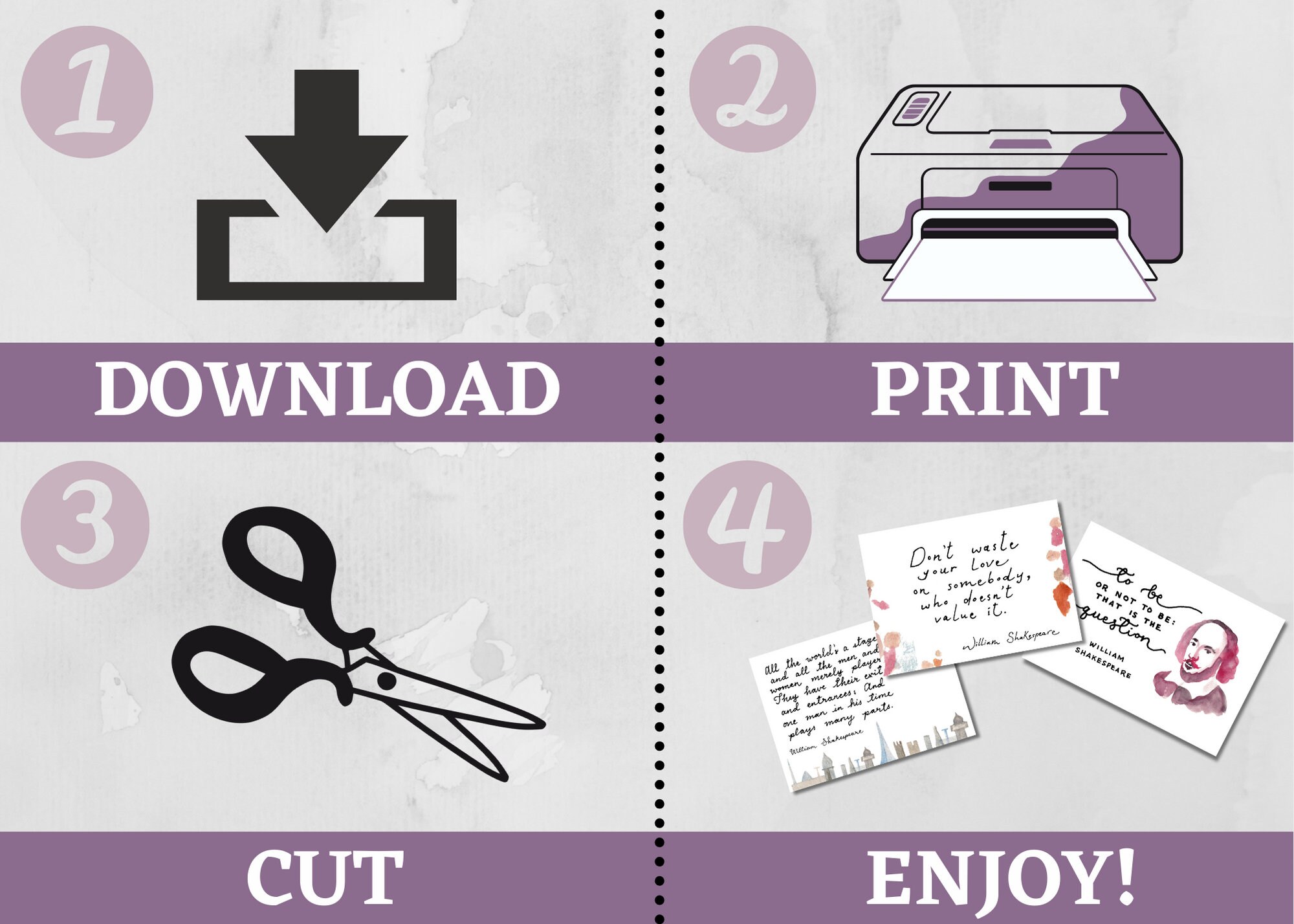 15 Shakespeare Quotes | Printable Notecards | Iconic & Inspirational ...