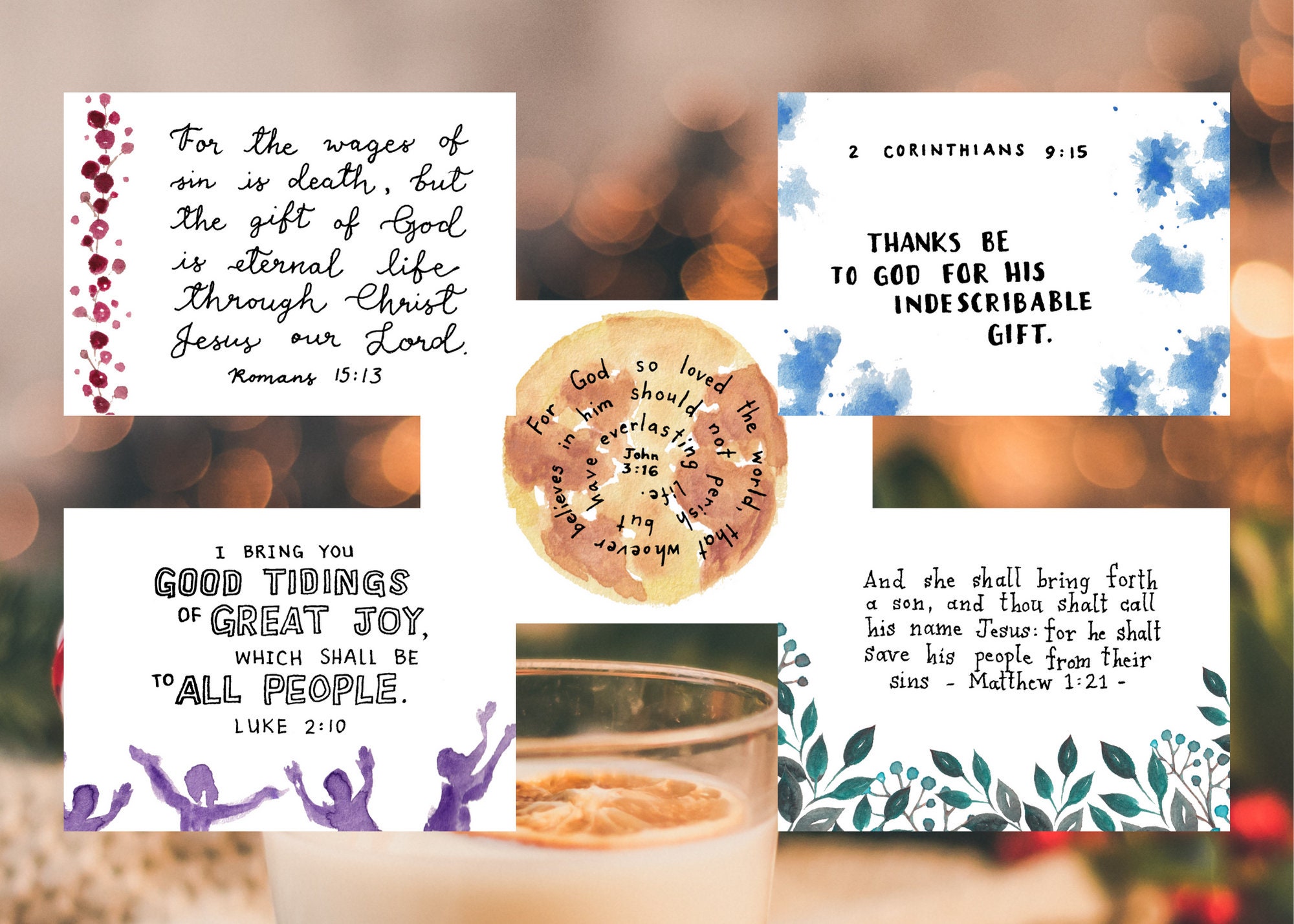 15 Christmas Bible Verses | Digital Download Printable Notecards ...