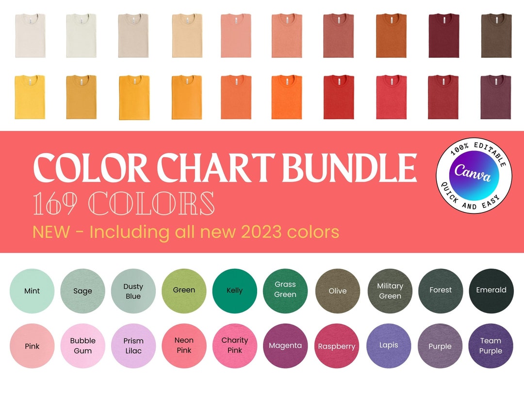 Bella Canvas 3001 Color Chart Mockup Canva Template, Drag-and-drop ...