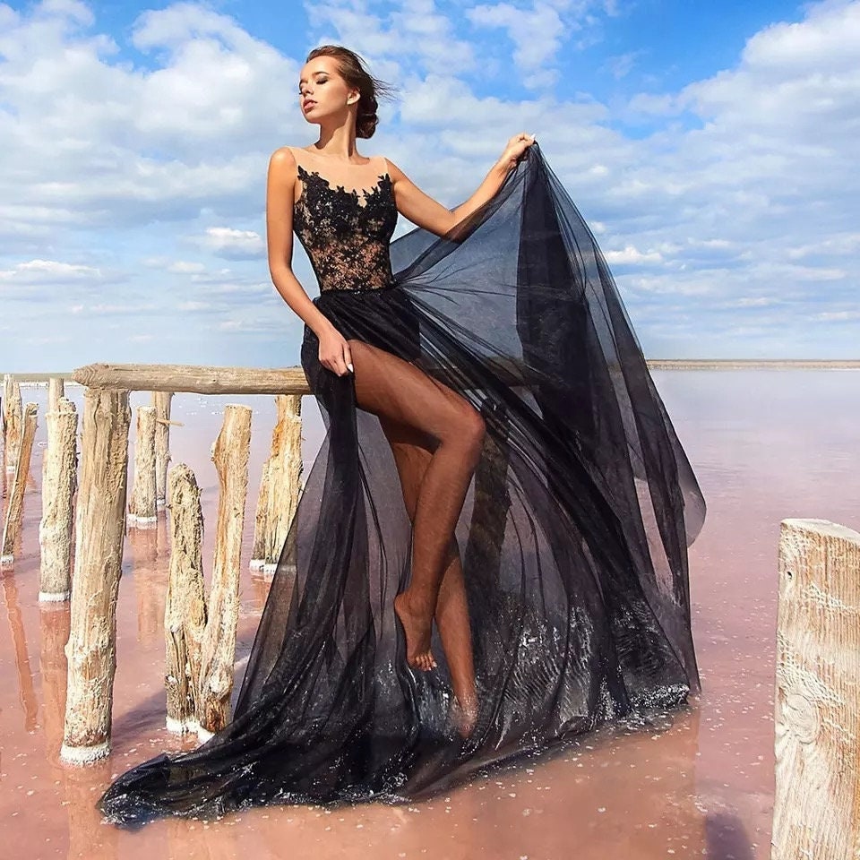 Sheer Lace Prom Dress 6397