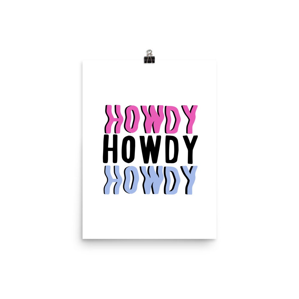 Howdy Poster Dorm Poster Colorful Poster Fun Print Preppy Print Dorm ...