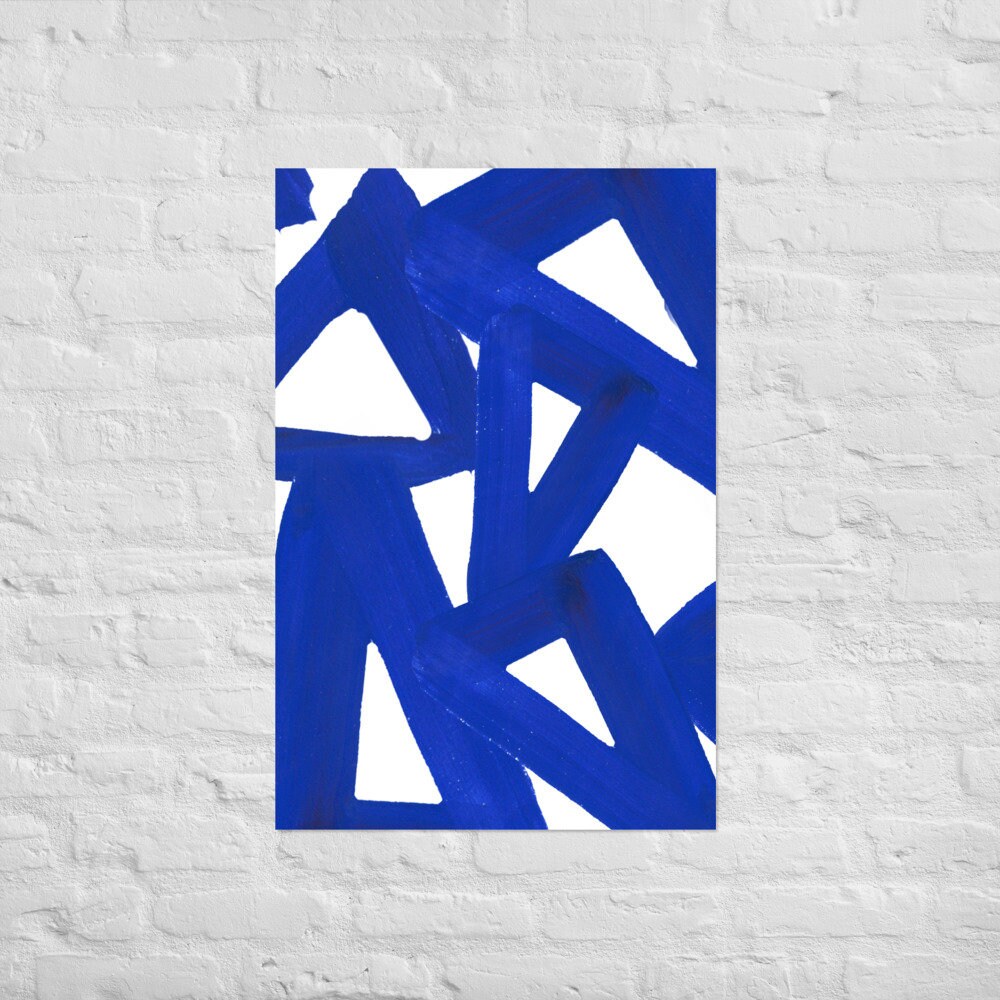 Abstract Blue Poster Art Print Abstract Art Funky Art - Etsy UK