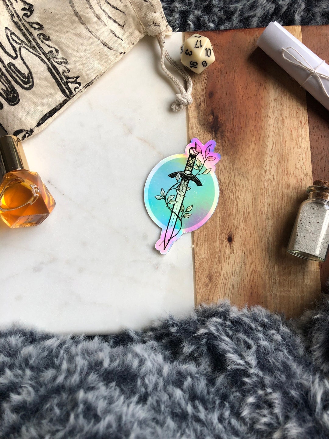 Holographic Dagger Vinyl Sticker - Etsy