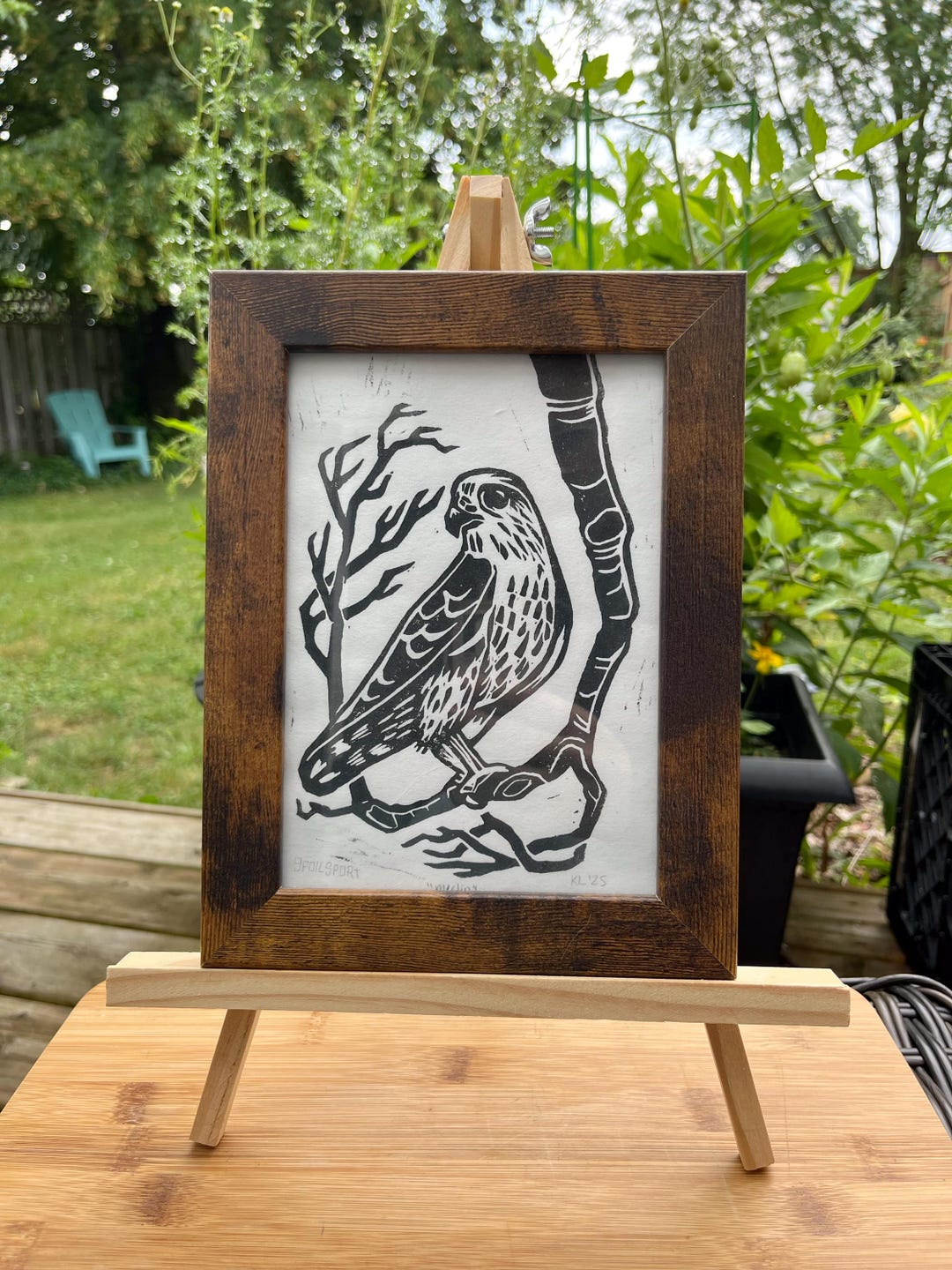 Merlin | Linocut Block Print | 5x7 Art Print | Hawk Art Print - Etsy