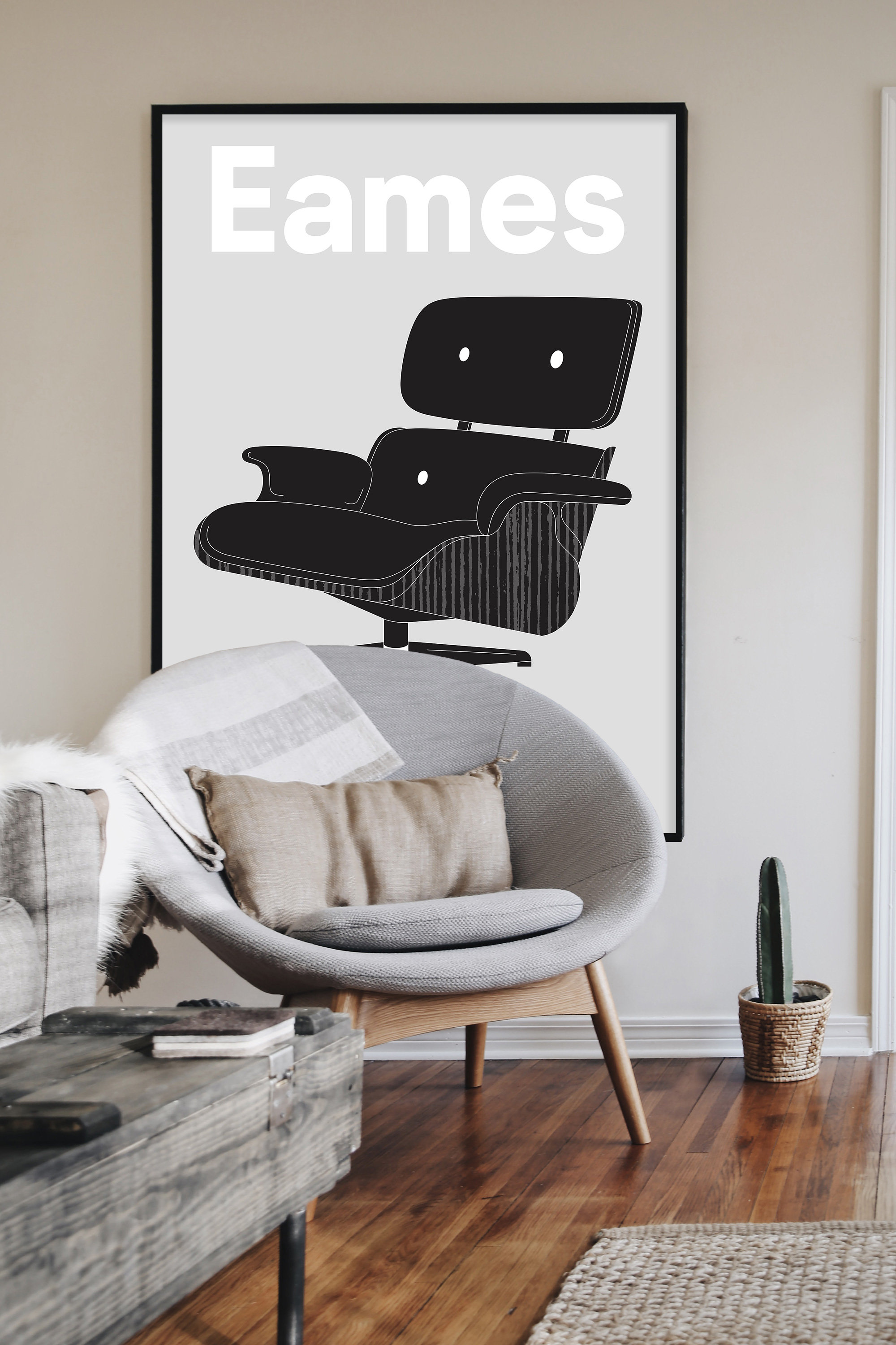 Eames Vitra Chair Print, Retro Furniture Poster, Mid Century Modern ...
