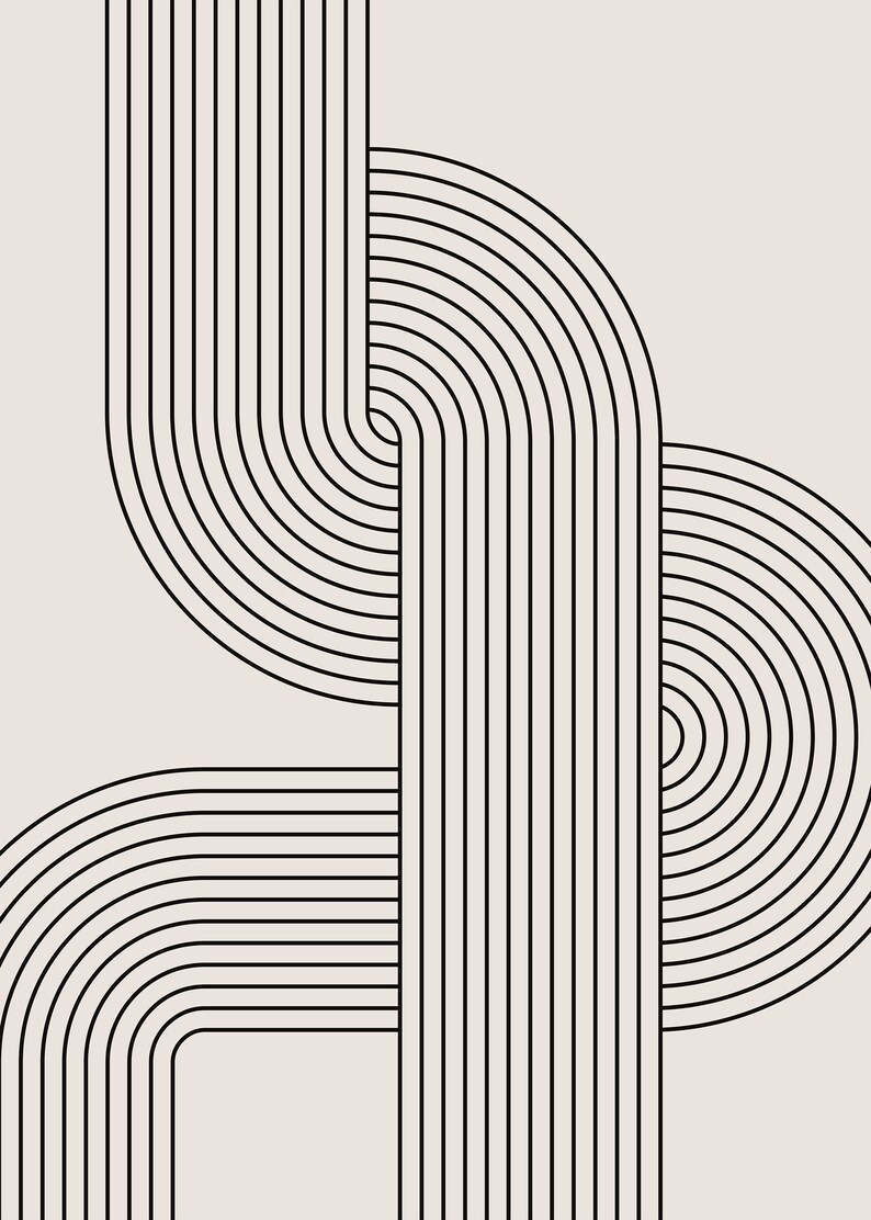 Bauhaus Line Art Print: Geometric Mid Century Modern (digital Download ...