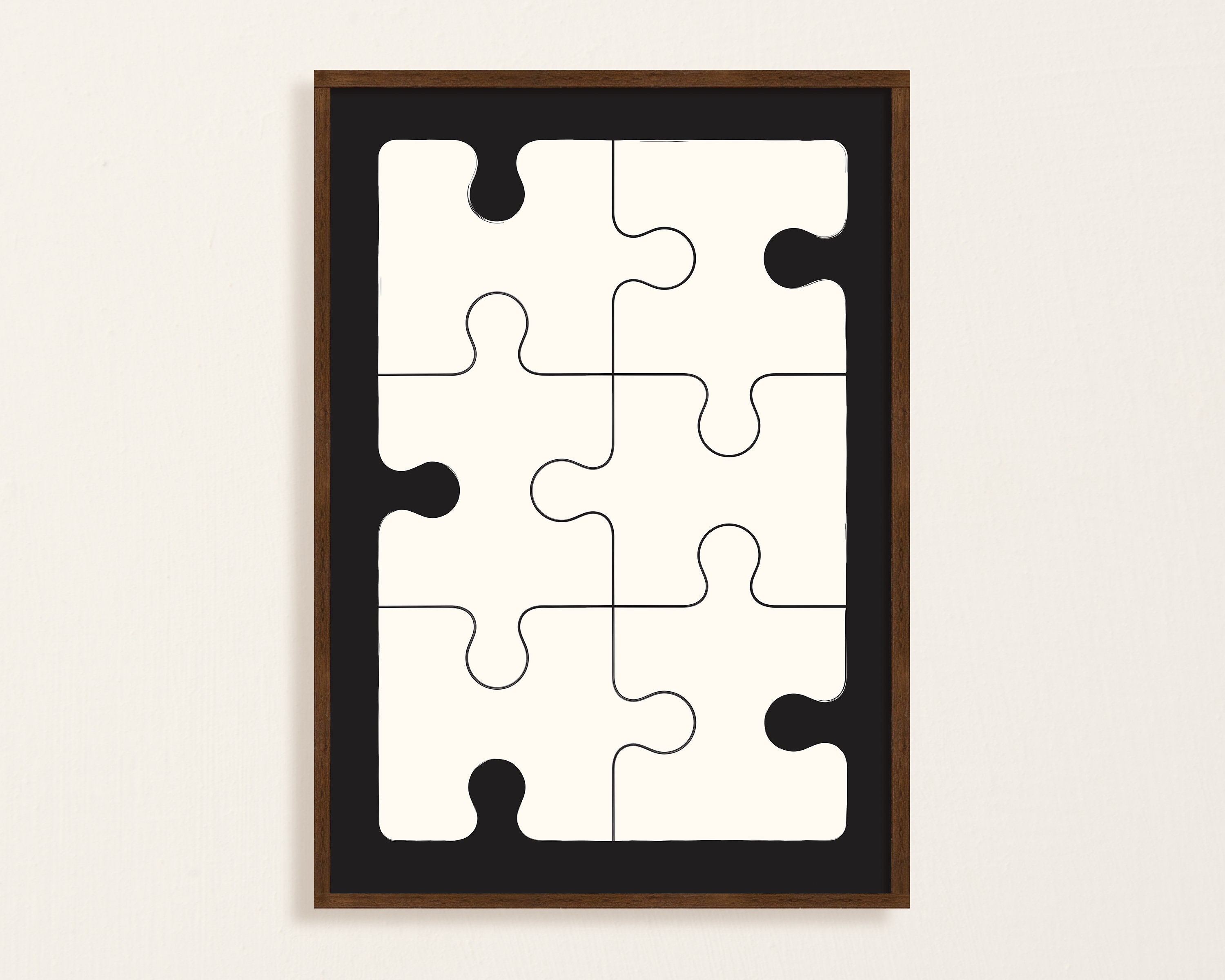 Abstract Puzzle Art Print: Minimalist Black and White (digital Download ...