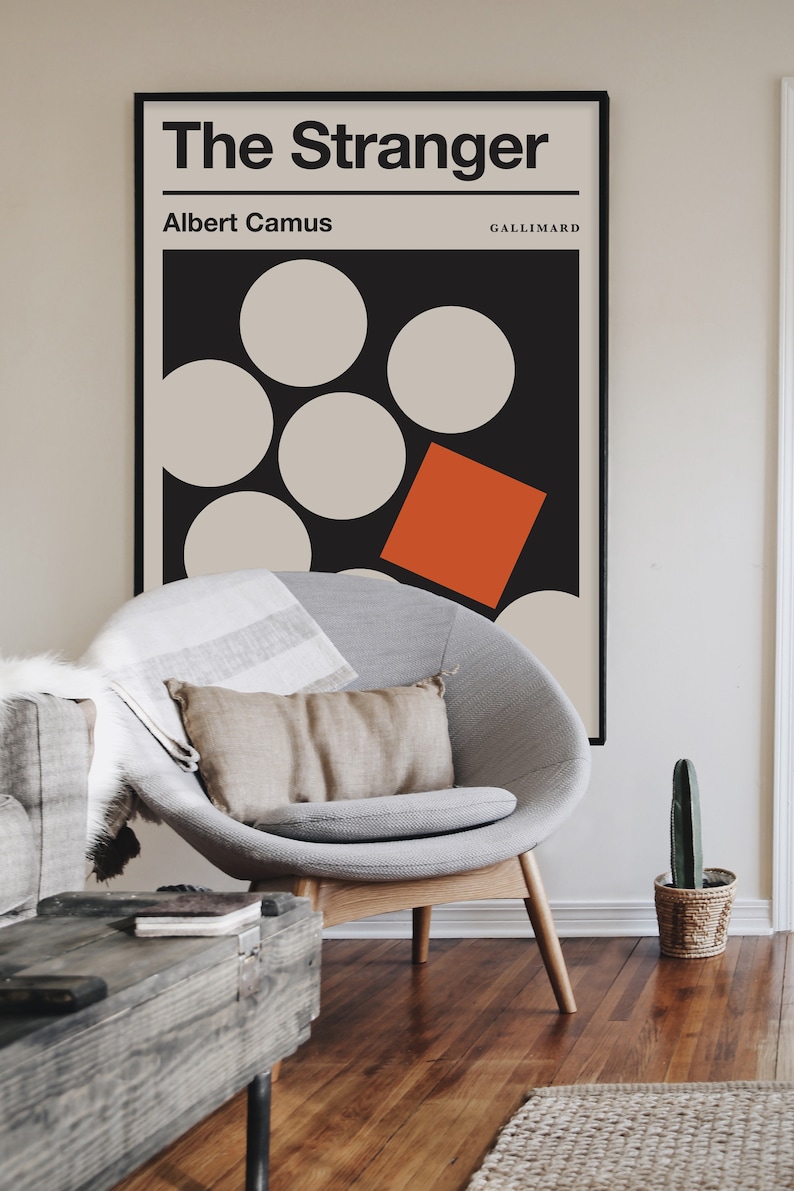 Albert Camus 'the Stranger' Book Cover Art Print: Minimalist Geometric ...