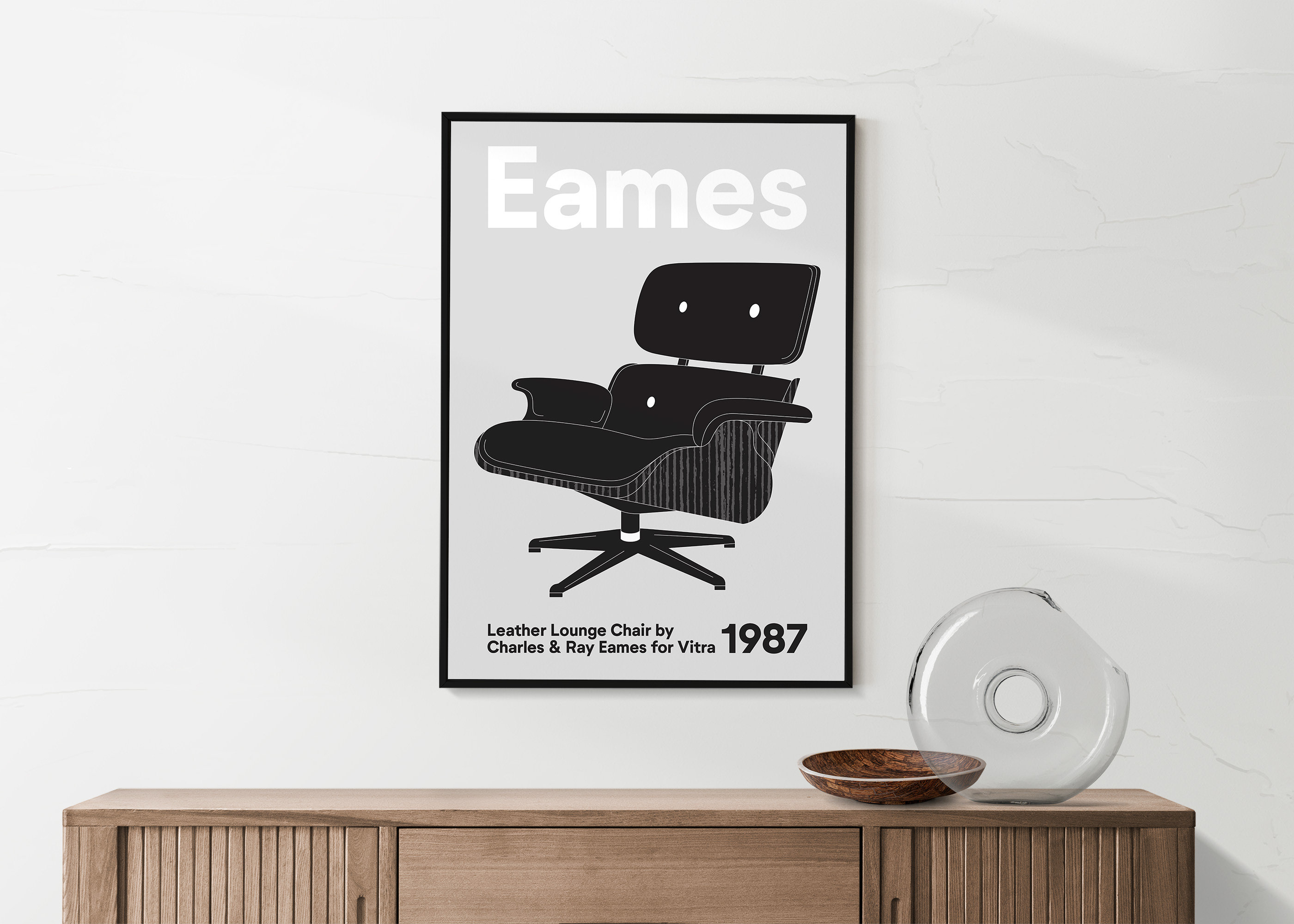 Eames Vitra Chair Print, Retro Furniture Poster, Mid Century Modern ...