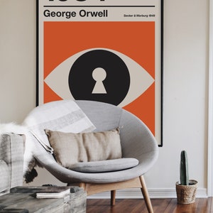 George Orwell 1984 Vintage Book Cover Art Print, Minimalist Literature ...