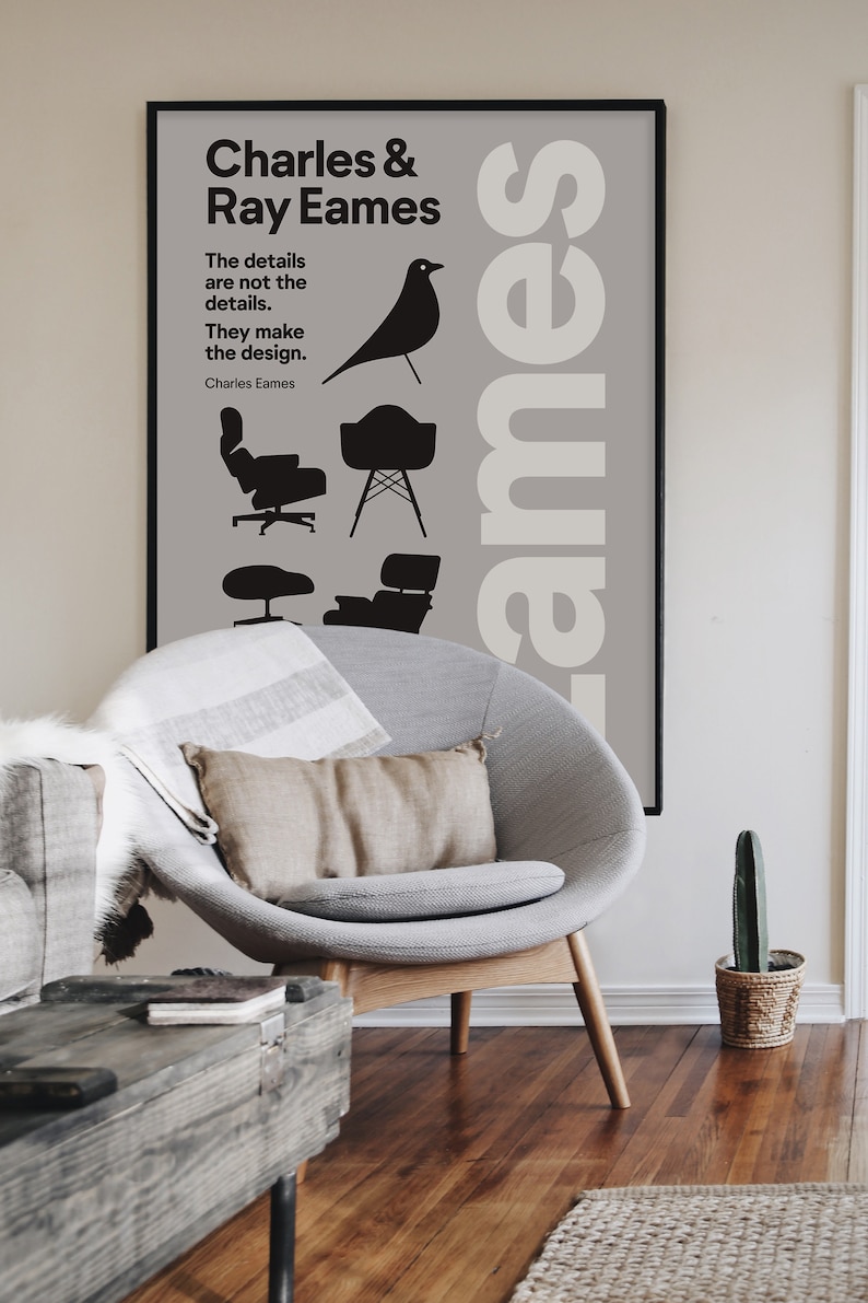 Eames Chairs & Bird Print: Mid-century Modern Art (digital Download) - Etsy