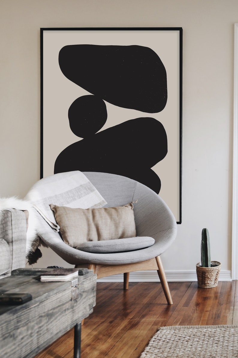 Minimalist Abstract Shapes Art Print: Scandinavian Geometric Decor ...
