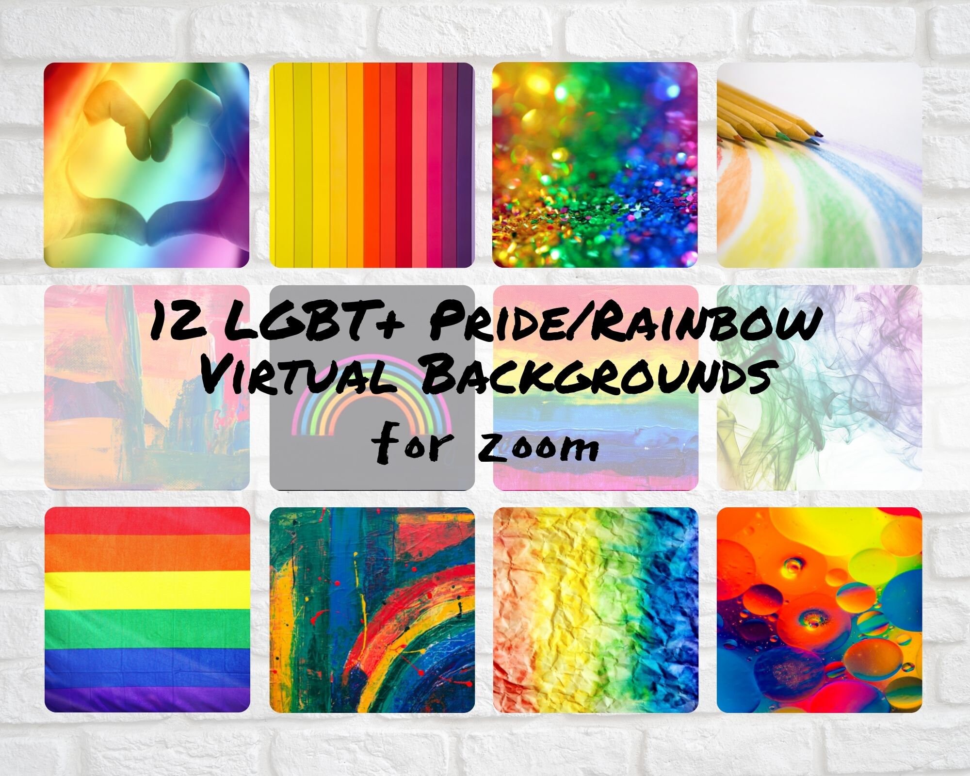 12 LGBTQ Pride Rainbow Zoom Backgrounds Instant Download 1280x720 - Etsy