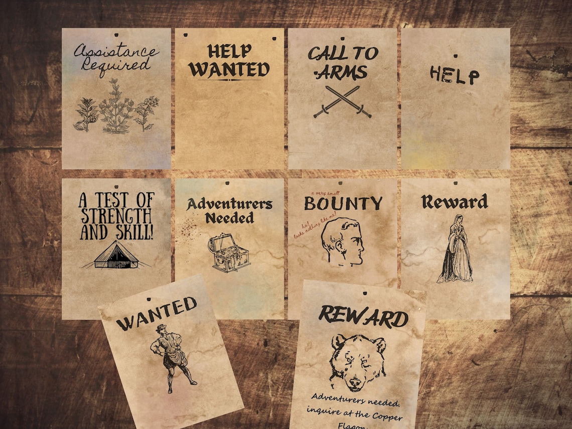 Customizable Bounty Job Board Posters for D&D Pathfinder Fantasy ...