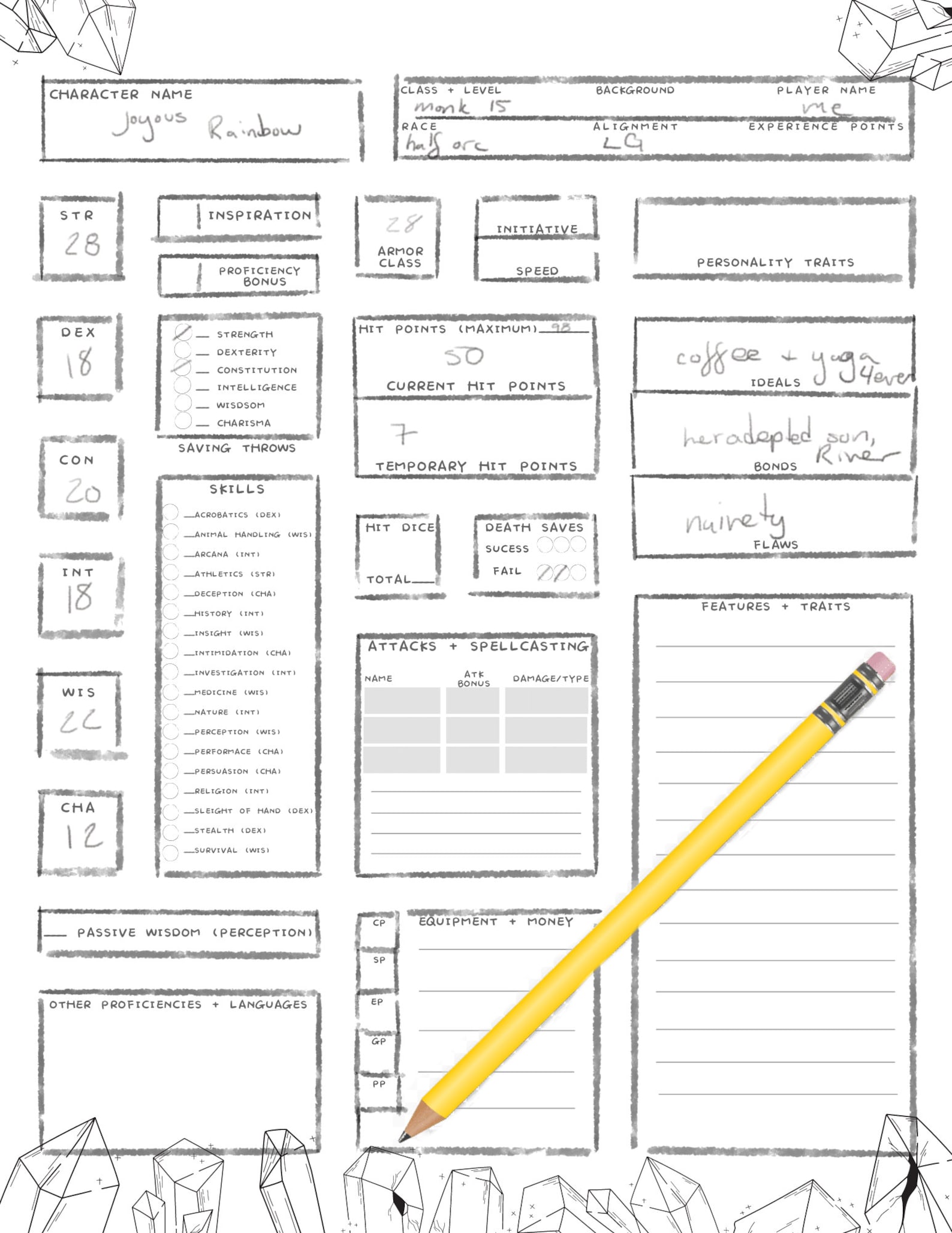 Dnd 5e Custom Character Sheets - Set of 6 - Printable Unique Character ...
