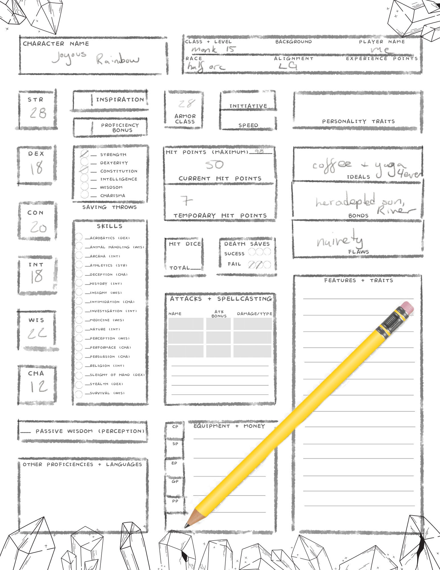 Dnd 5e Custom Character Sheets - Set of 6 - Printable Unique Character ...