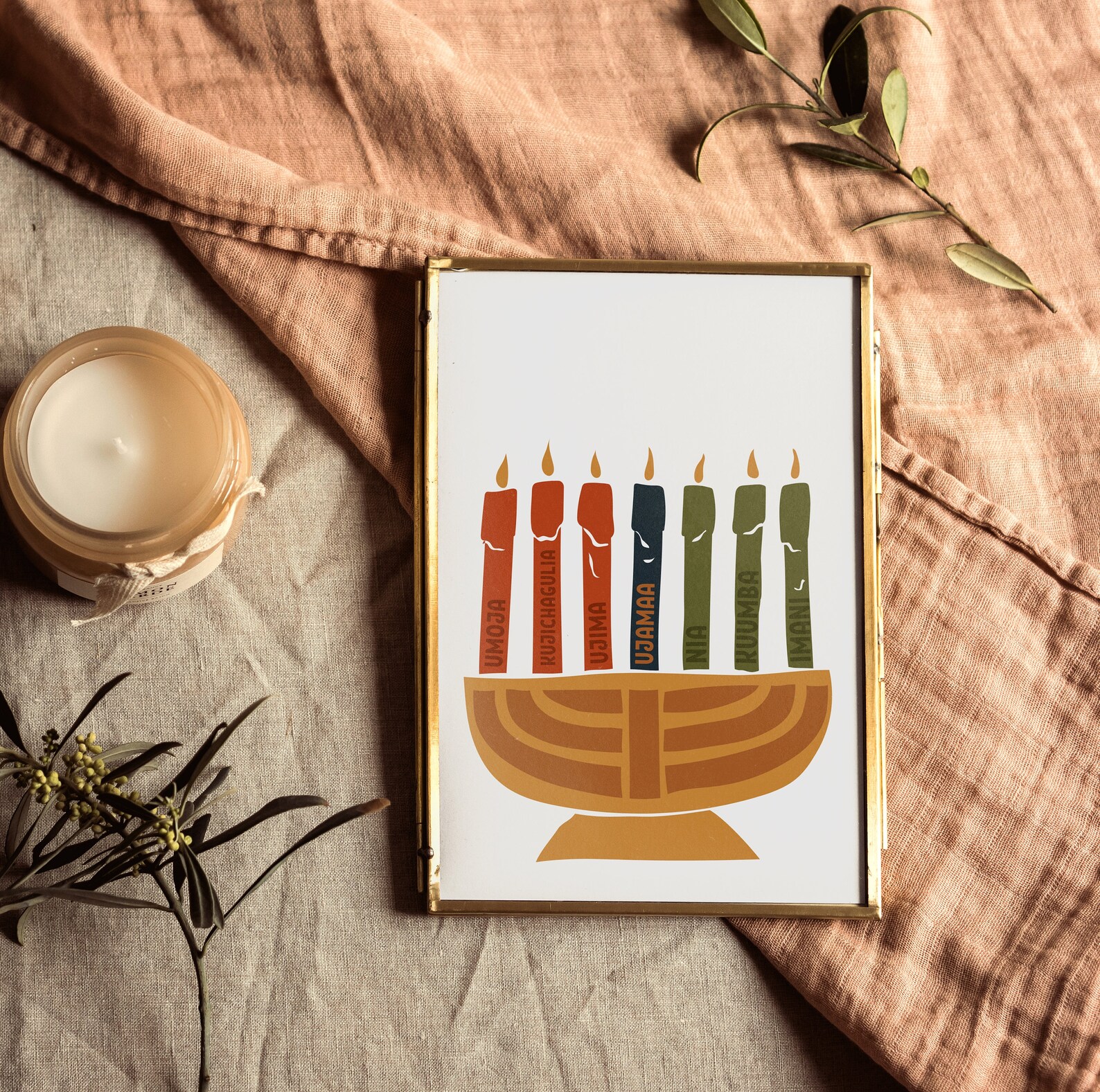 The Seven Tenets of Kwanzaa Candles African-american Holiday Wall Art ...